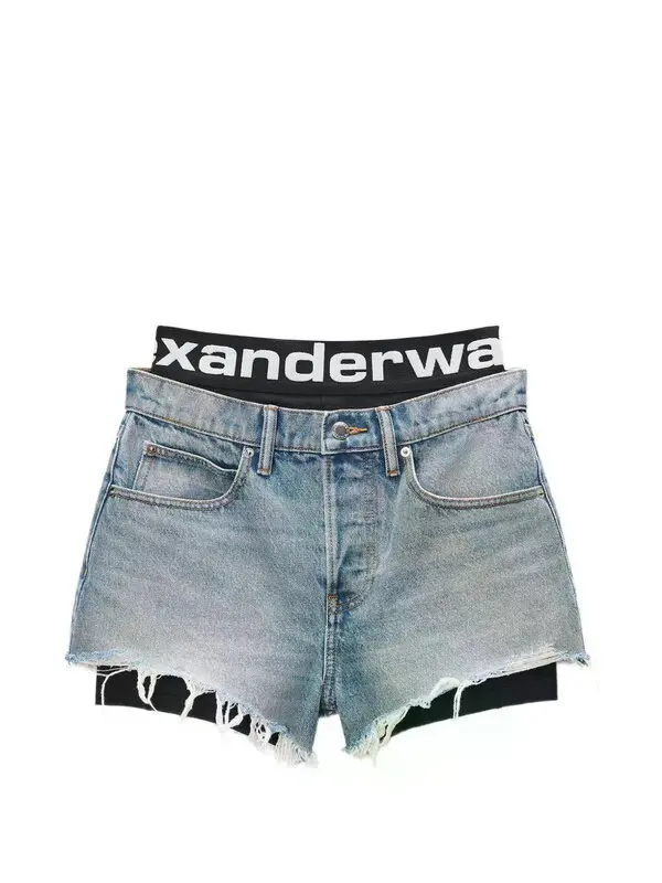 Alexander Wang Layered Logo-waistband Shorts - Blue