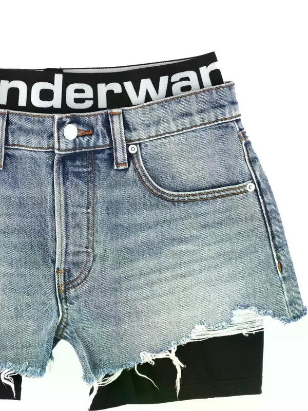 Alexander Wang Layered Logo Denim Bike Shorts