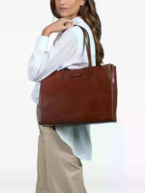 THE BRIDGE Logo-plaque Leather Tote Bag