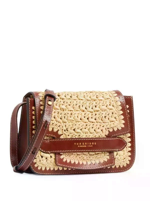 THE BRIDGE Lucrezia Woven Leather Trim Shoulder Bag
