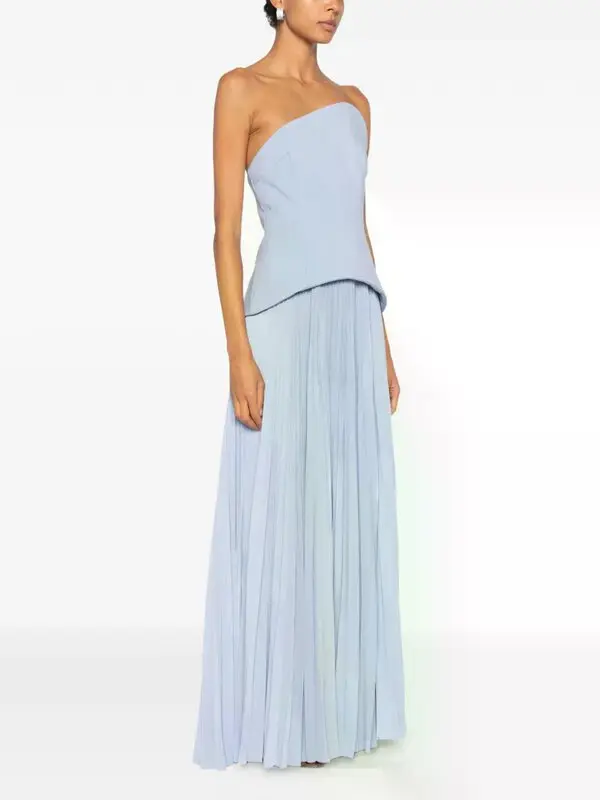 Solace London Strapless Pleated Maxi Dress - Blue