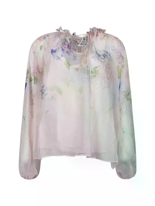 GIOVANNI PARIS Floral Print Ruffled Blouse - Pink