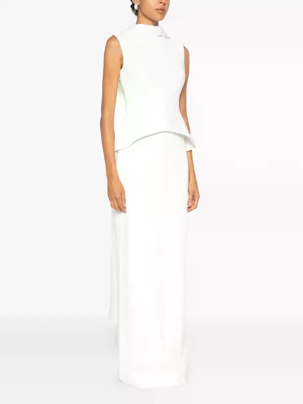 Solace London Annie Peplum-waist Draped-panel Maxi Dress - White