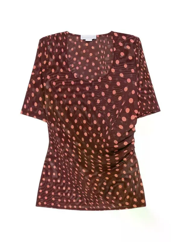 Stella McCartney Polka Dot Ruched Top - Brown