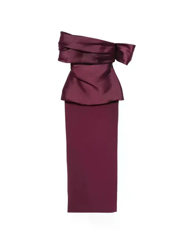 Solace London Off-shoulder Draped Maxi Dress - Purple