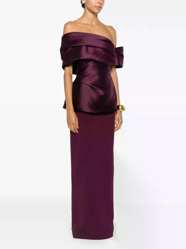 Solace London Off-shoulder Draped Maxi Dress