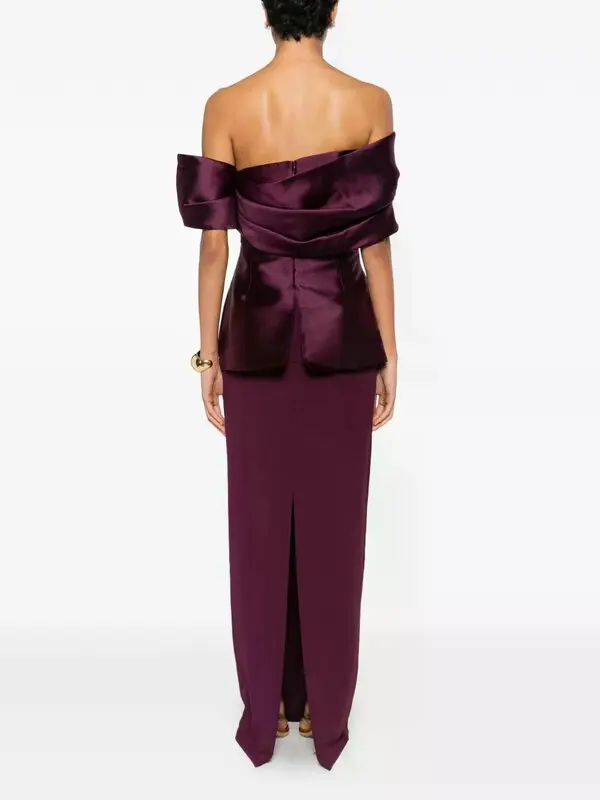 Solace London Off-shoulder Draped Maxi Dress