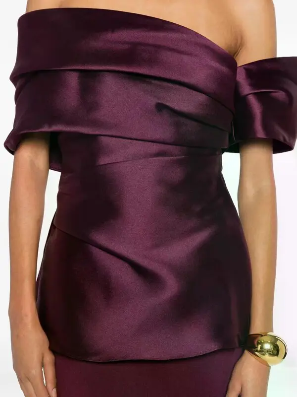 Solace London Off-shoulder Draped Maxi Dress