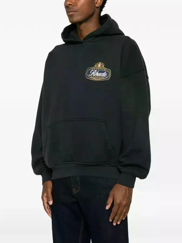 Rhude Logo Print Cotton Hoodie