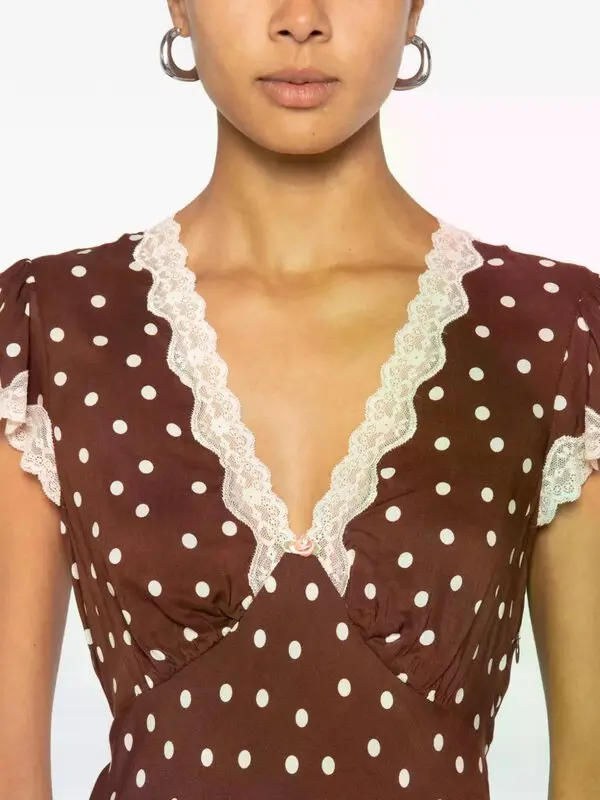 Rixo Cely Lace-trim Polka-dot Mini Dress