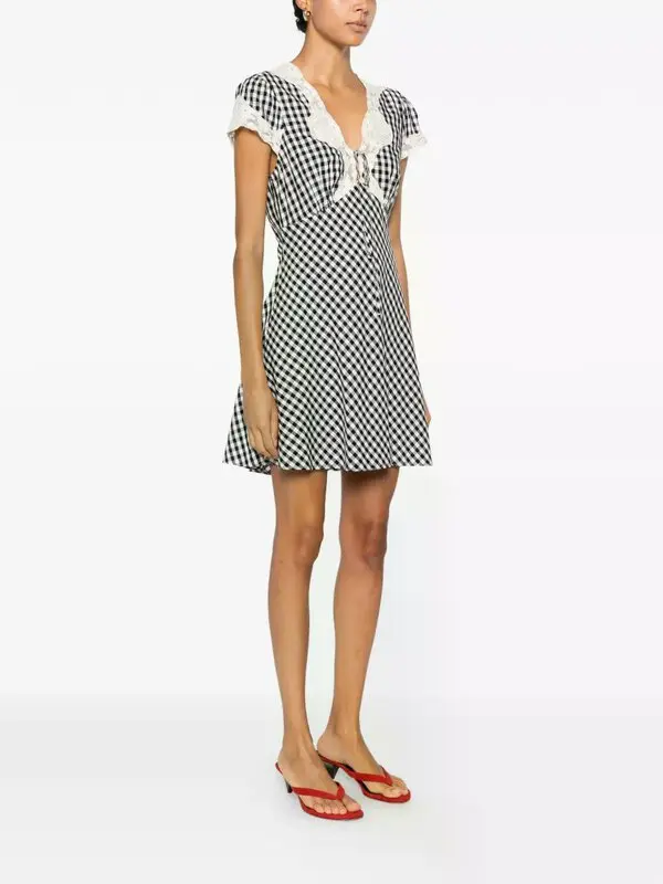 Rixo Lacie Lace-trim Gingham Mini Dress