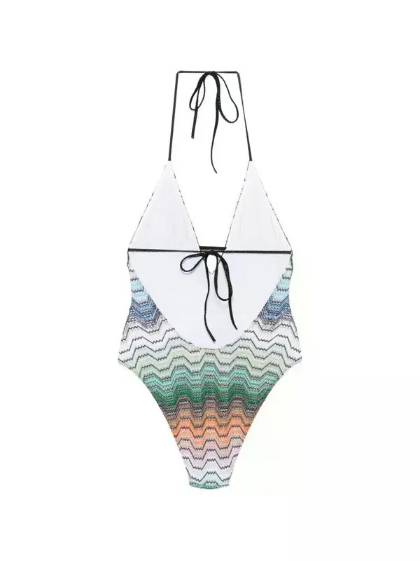 Missoni Zigzag-knit Halterneck Swimsuit