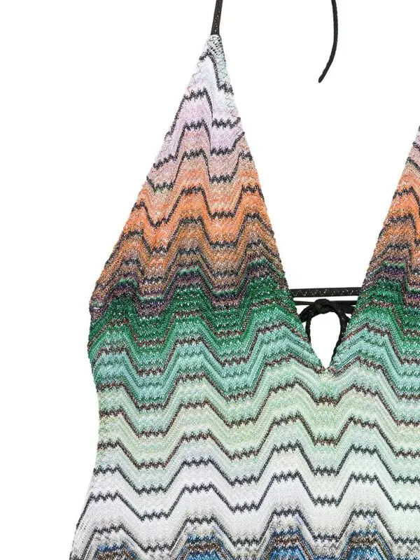 Missoni Zigzag-knit Halterneck Swimsuit