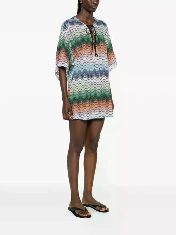 Missoni Zigzag Knit Lace-up Mini Dress