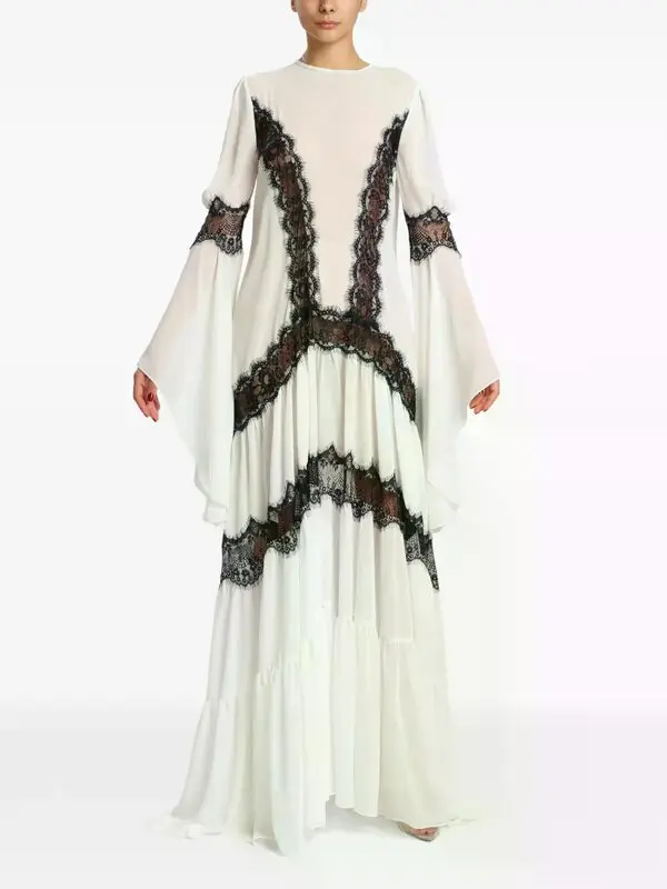 MIAU BY CLARA ROTESCU Rekka Lace-trimmed Tiered Maxi Dress - White