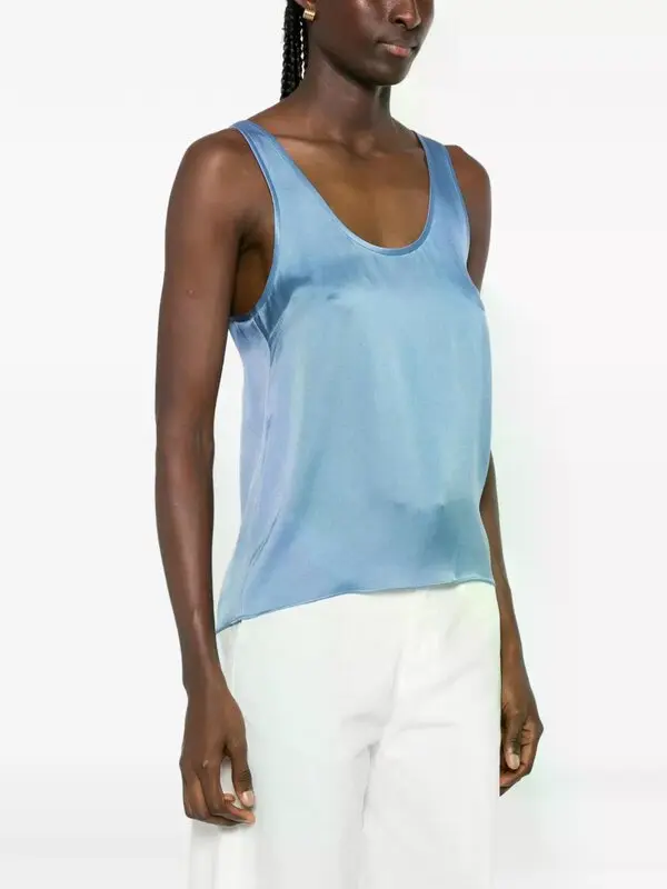 ANINE BING Lea Silk Scoop Neck Sleeveless Top