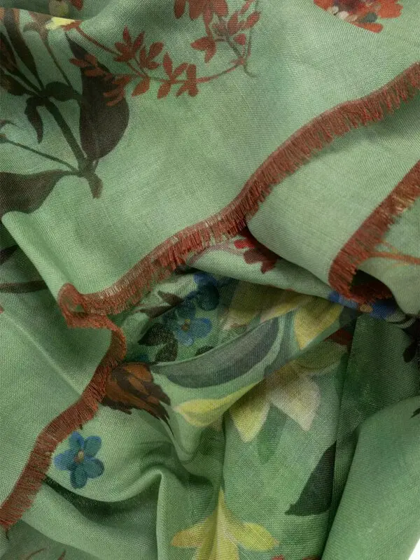 Max Mara Floral-print Frayed Scarf