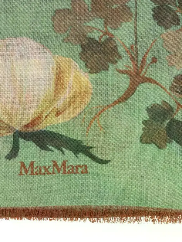 Max Mara Floral-print Frayed Scarf