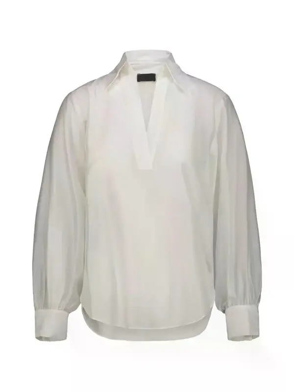 DRHOPE V-neck Long-sleeve Blouse - White