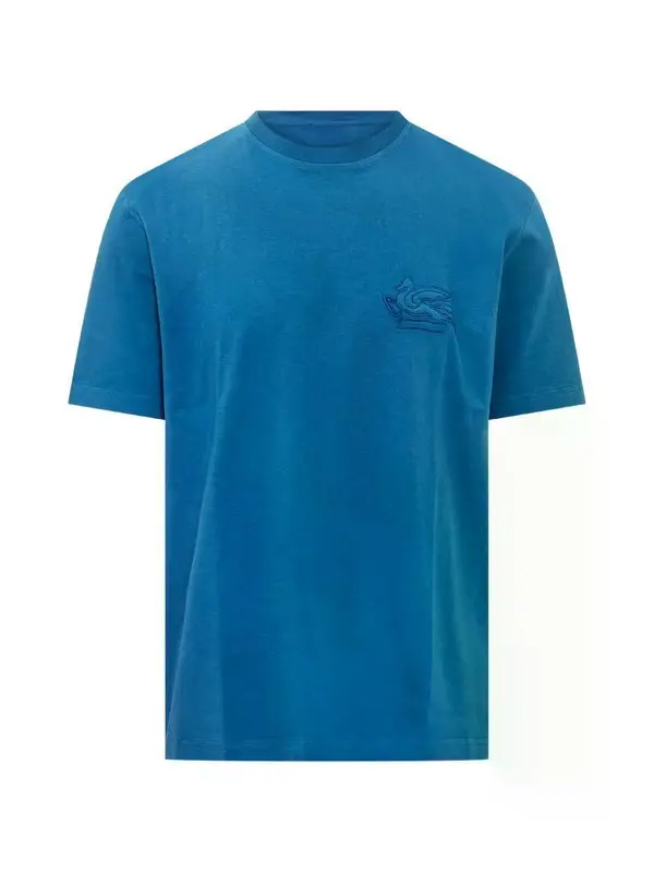 Etro Roma Logo-embroidered T-shirt - Blue
