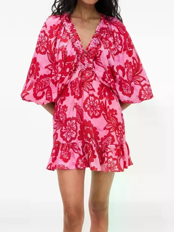 Sundress Marine Ruffled Floral-print Mini Dress