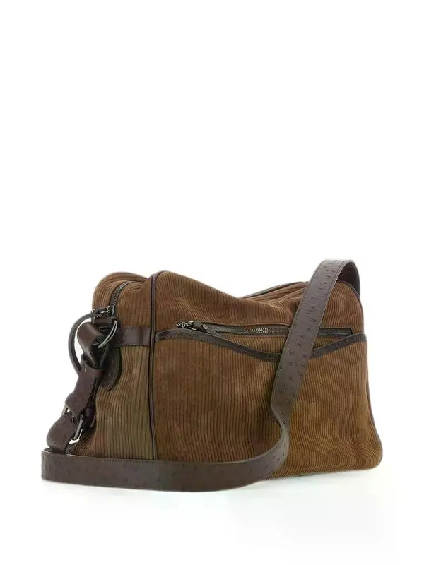 GIANNI CHIARINI Cora Ribbed Suede Shoulder Bag