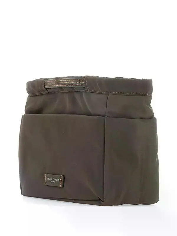 GIANNI CHIARINI Contrast Stitching Leather Clutch Bag - Brown