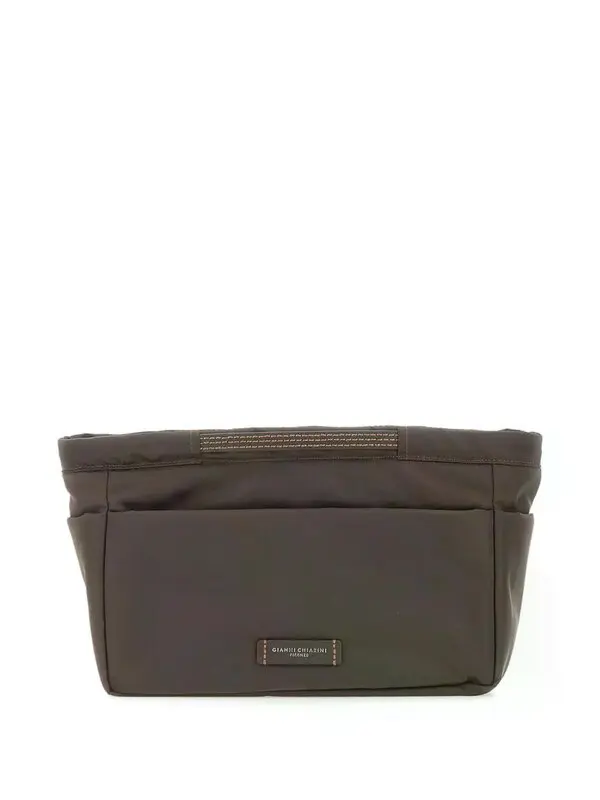 GIANNI CHIARINI Contrast Stitching Leather Clutch Bag