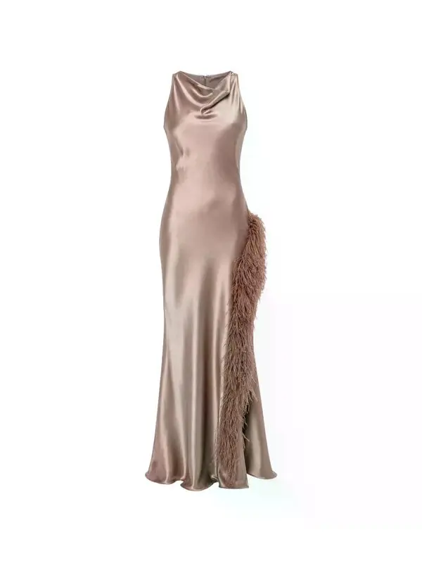 Lapointe Feather-trim Maxi Dress