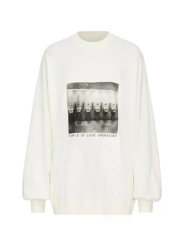 Rick Owens Graphic Print Crew Neck Sweater - White