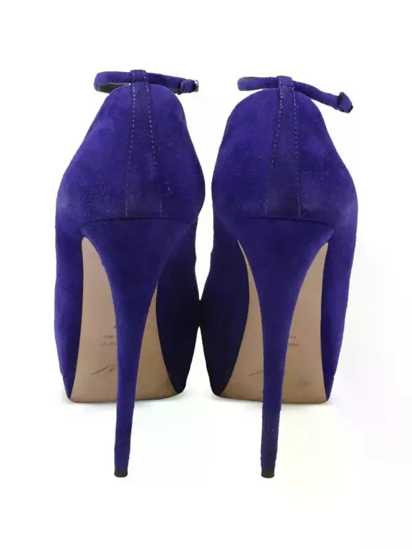 GIUSEPPE ZANOTTI Violet Suede Peep-toe Ankle-strap Pumps