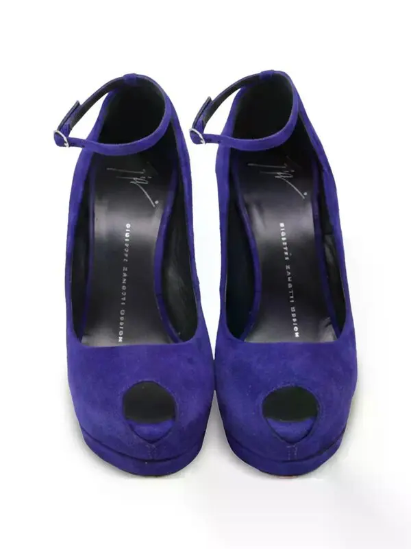 GIUSEPPE ZANOTTI Violet Suede Peep-toe Ankle-strap Pumps