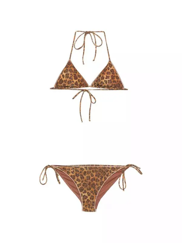 MC2 SAINT BARTH Leopard-print Glitter Bikini - Neutrals