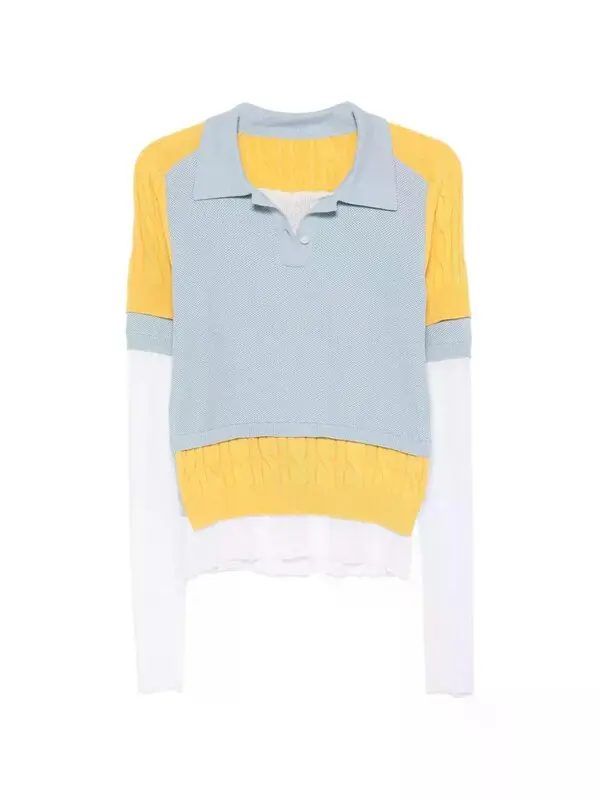 Marie Adam-Leenaerdt Cable-knit Panelled Polo Top - Yellow