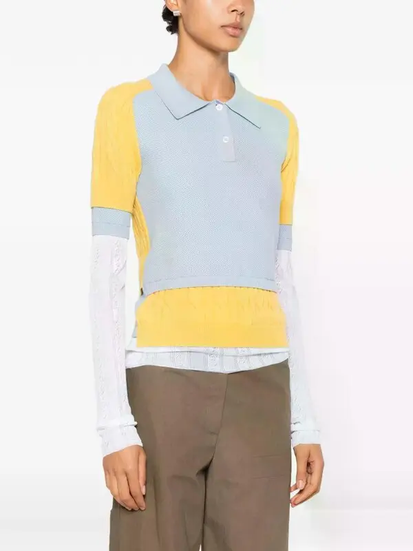 Marie Adam-Leenaerdt Cable-knit Panelled Polo Top