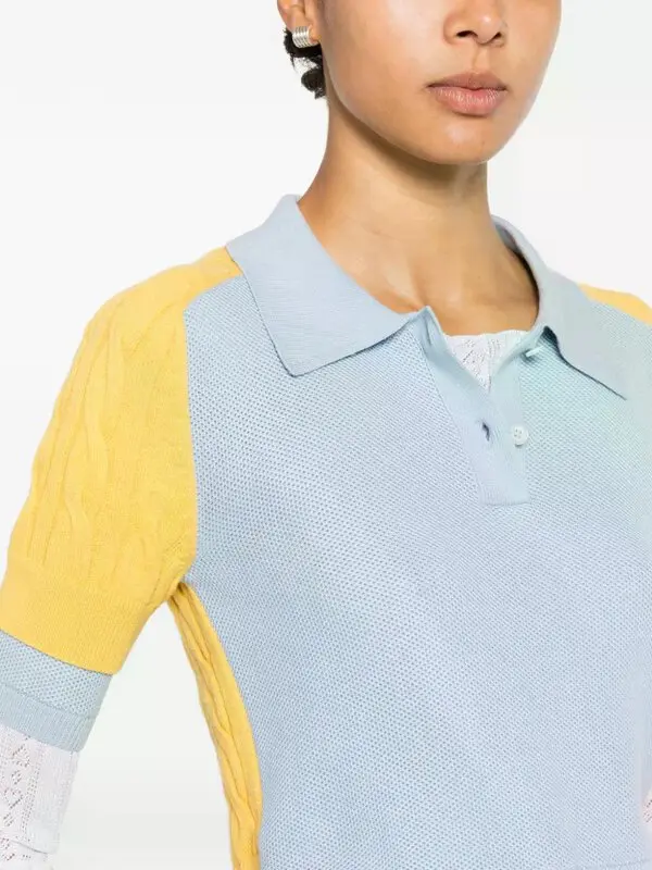 Marie Adam-Leenaerdt Cable-knit Panelled Polo Top