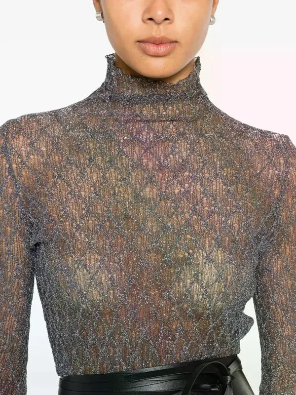 Marie Adam-Leenaerdt Diamond-mesh High-neck Top