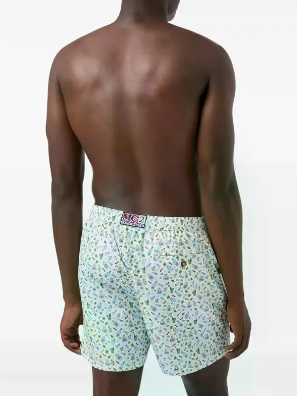 MC2 SAINT BARTH White Cocktail Print Swim Shorts - Neutrals