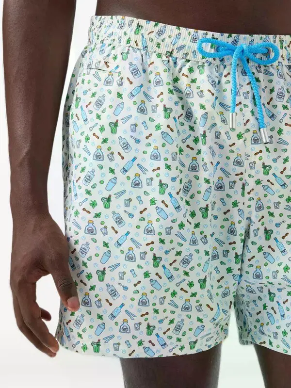 MC2 SAINT BARTH White Cocktail Print Swim Shorts - Neutrals