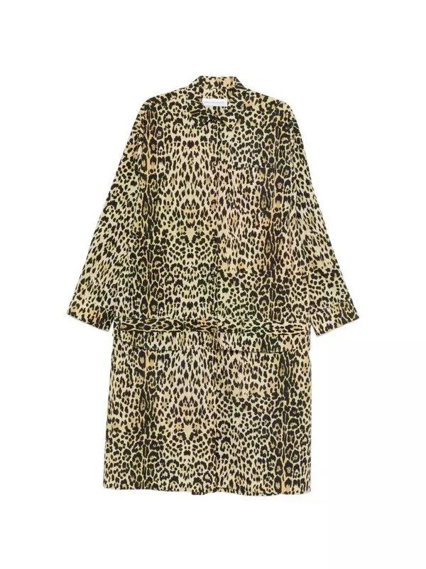 Marie Adam-Leenaerdt Leopard-print Shirt Midi Dress - Neutrals