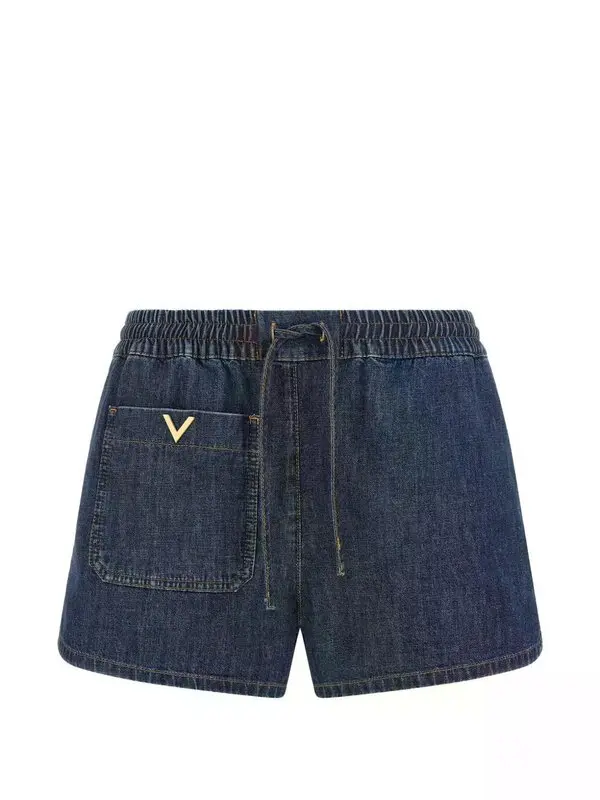 Valentino Garavani Vlogo Chambray Shorts - Blue