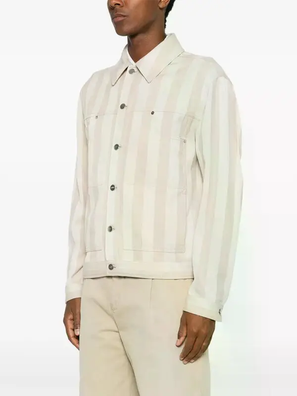 Fendi Vertical Stripe Cotton Jacket - Neutrals