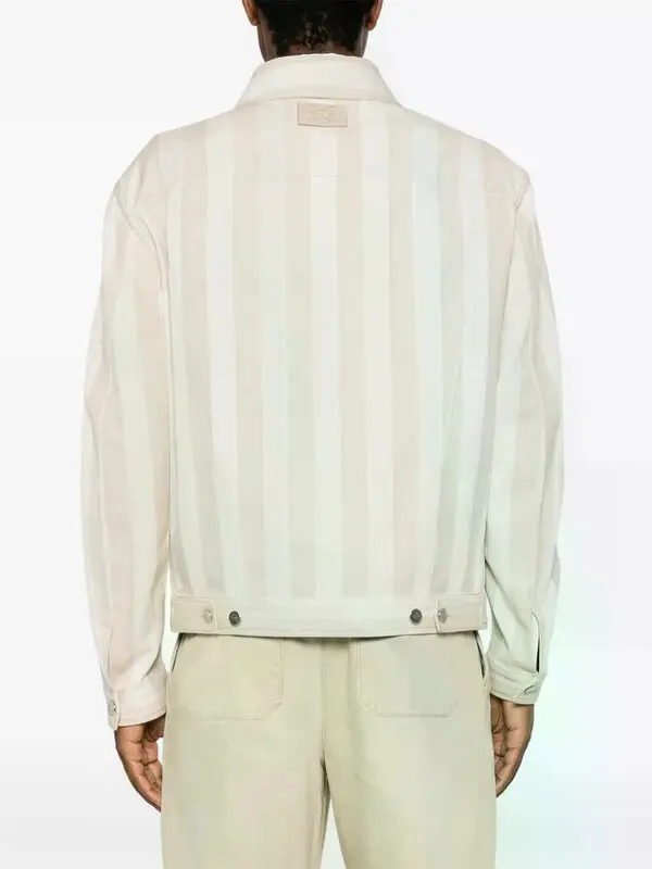 Fendi Vertical Stripe Cotton Jacket - Neutrals