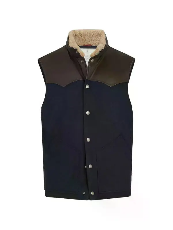 Brunello Cucinelli Shearling Collar Gilet - Blue
