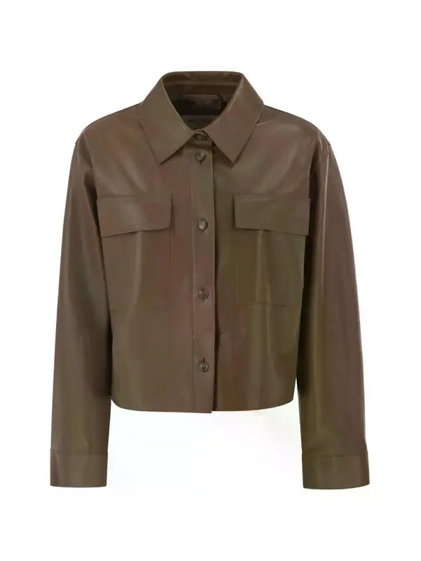 Max Mara Cropped Lamb Leather Jacket - Brown