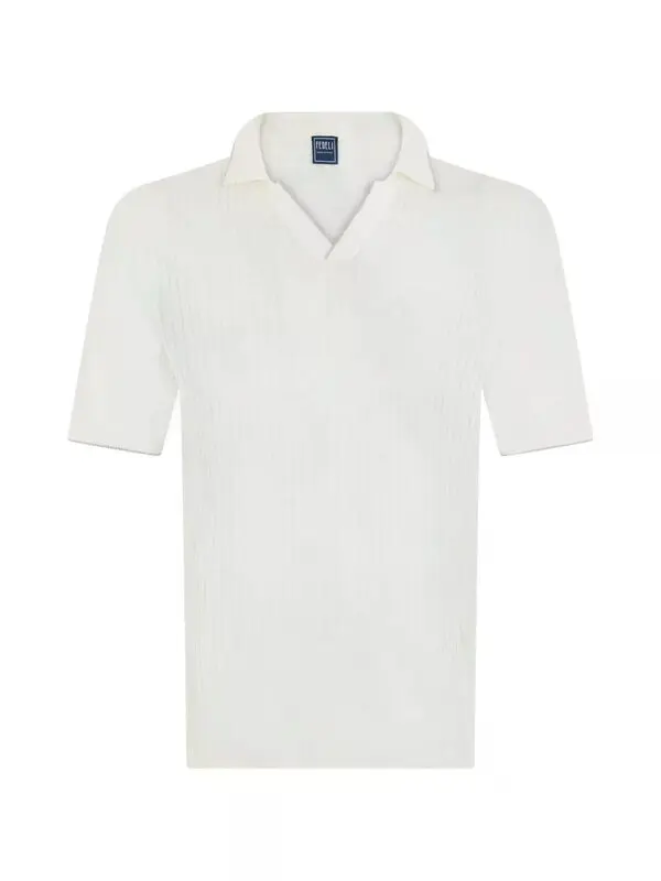 Fedeli Ribbed-knit V-neck T-shirt