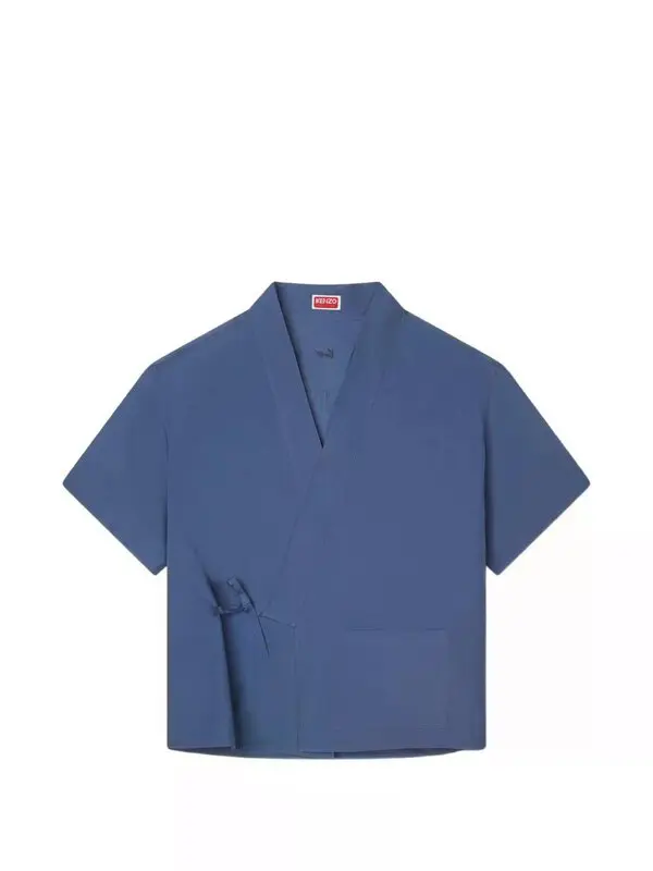 Kenzo Wrap-front Short-sleeve Shirt - Blue