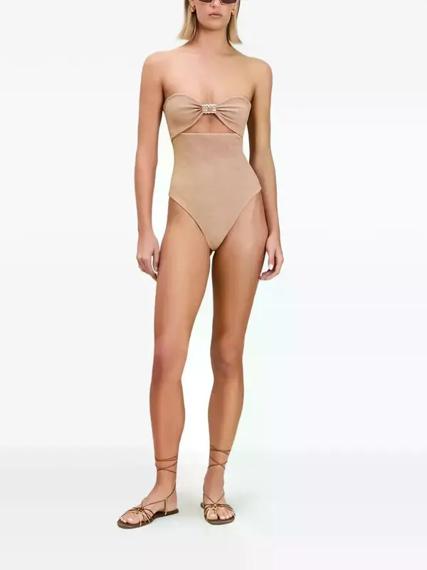 Devon Windsor Devon Izzie Cut-out Metallic Swimsuit - Neutrals