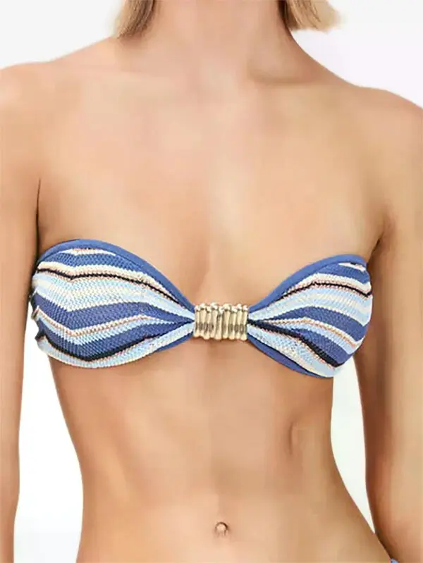 Devon Windsor Devon Chevron-knit Bandeau Bikini - Blue