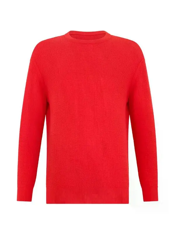 Fedeli Cotton Waffle Knit Crew Neck Sweater